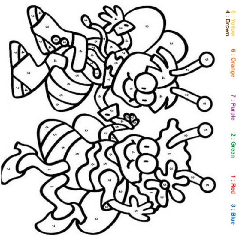 صفحات التلوين بالأرقام - تلوين بالأرقام نحل